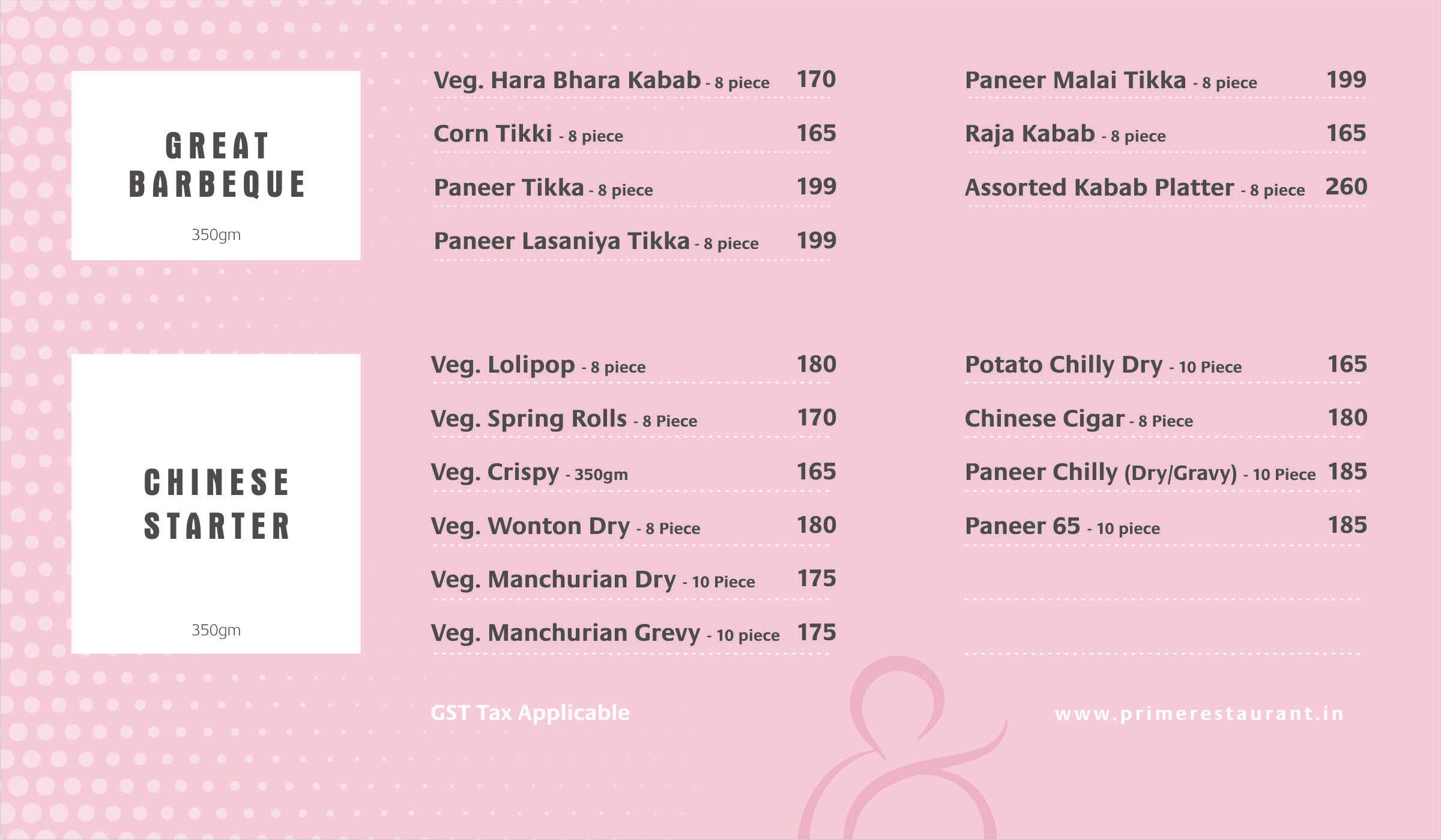 Menu – Prime Restaurant